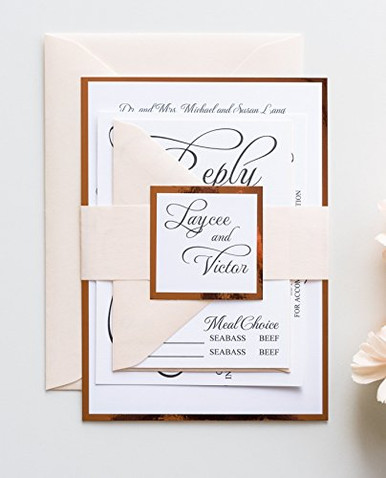 Custom Foil Wedding Invitation Card Set Bling Wedding Invite Set Rose ...
