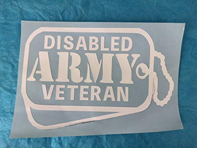 Disabled Army Veteran Dog Tags White Vinyl Decals New Gift ...