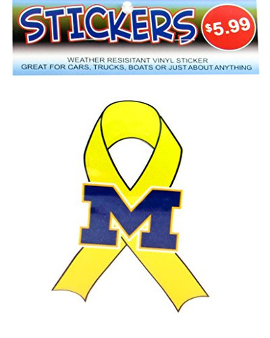 Michigan Block M With Yellow Awareness Ribbon Vinyl Sticker ...