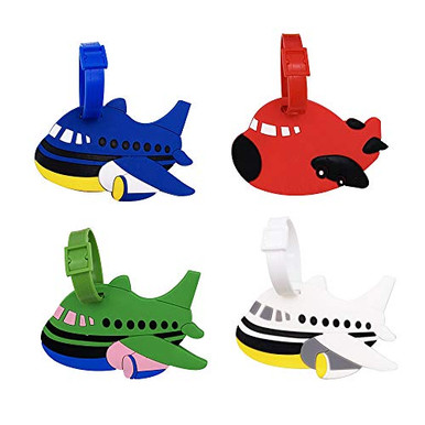 Mziart Set of 4 Cute Cartoon Airplane Luggage Tags Fun Suitcase Bag ...