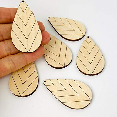 ALL SIZES BULK 12pc to 100pc Unfinished Wood Cutout Wide Chevron Lines ...