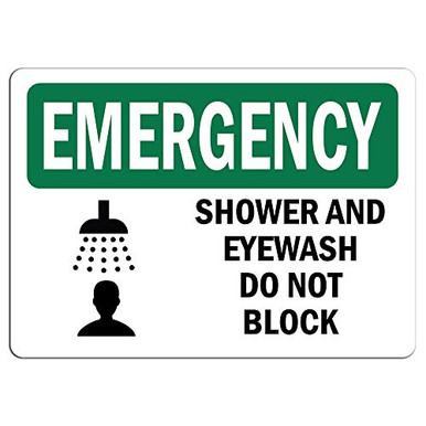 Emergency Sign - Shower and Eyewash Do Not Block with Symbol Label ...