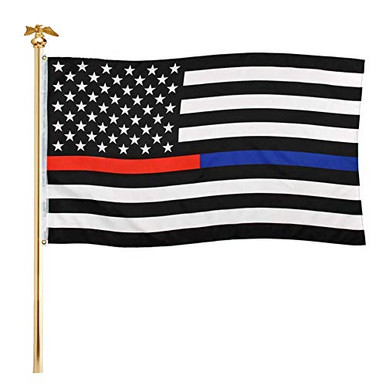 FRF Thin Red and Blue Line Flag American Police Firefighters Flags 3x5 ...