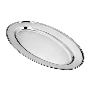 Kosma Set of 12 Stainless Steel Oval Plate | Serving Tray | Meat Dish ...