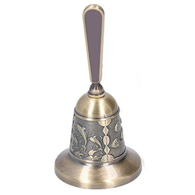 Hand Held Service Bell Hand Bells Solid Brass Wooden Handle Bell Golden ...