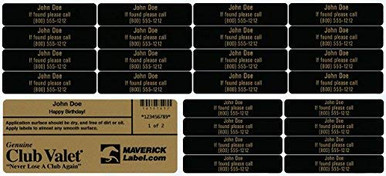 Golf Club Labels Custom Labels 24 Classy Golf Valet Labels for Golf ...