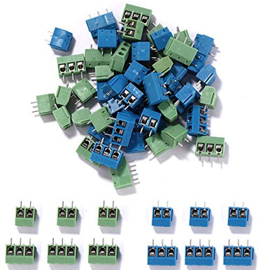 Kabuda 60pcs 5mm Pitch 2 Pin and 3 Pin PCB Mount Screw Terminal Block ...