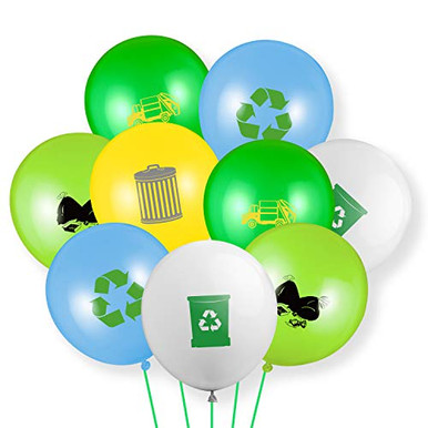 BeYumi 50Pcs Garbage Truck Balloons 12Inch Assorted Color Recycling ...