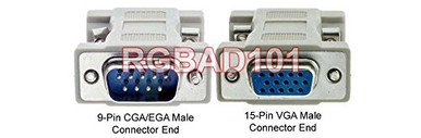 Dual Way RGB DB 9-Pin to HD 15-Pin VGA Adapter for CGA EGA Type Signals ...