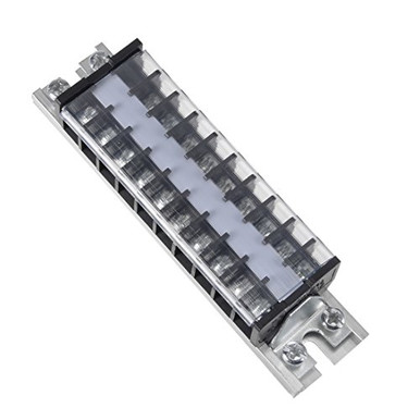 uxcell Barrier Terminal Strip Block 660V 15A Dual Rows 10 Position DIN Rail Base Covered Screw ...