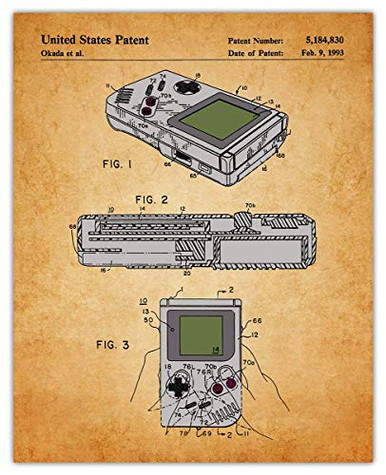 Vintage Nintendo Gameboy Poster Patent Prints - 8x10 Unframed Nintendo ...