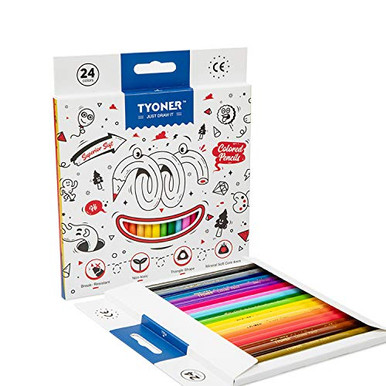 Colored Pencils Set 24 Colors with Color Names Triangular shaped Pre ...