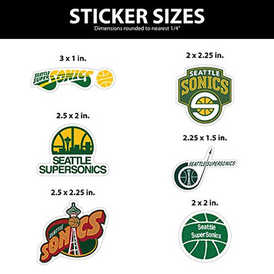 Seattle Supersonics Sticker Pack Current and Throwback Logos 6 Pack ...
