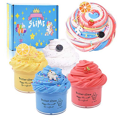 4 Pack Butter Slime Kit White Oreo Slime Blue Unicorn Slime Yellow ...