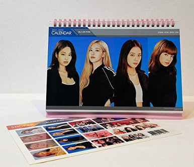 New Black Pink Desk Calendar White Ver. 2021-2022 with Stickers Set ...