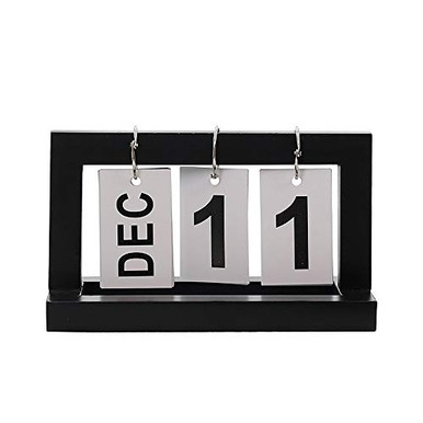 Vintage Wooden Perpetual Desktop Calendar with Wooden Month Blocks Date ...