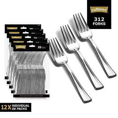 312 Silver Plastic Forks | Heavy Duty Plastic Silverware Forks | Fancy ...