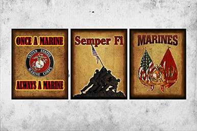 Set of 3 Marine Prints - Marine Corps Tribute USMC - Military Art Print ...