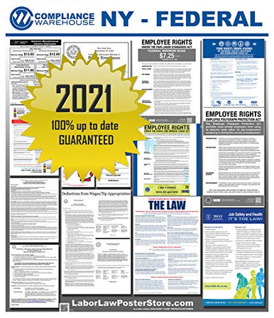 2021 New York NY State Federal All in 1 Labor Law Poster Workplace ...