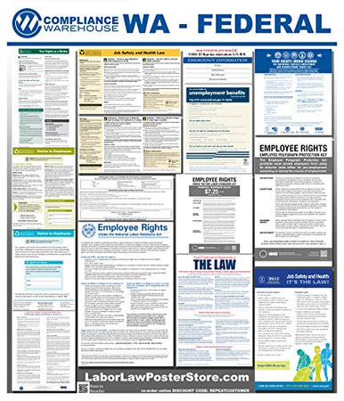 2021 Washington WA State Federal All in 1 Labor Law Poster Workplace ...