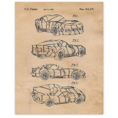 Vintage Dodge Viper GTS Patent Poster Prints Set of 1 11x14 Unframed ...