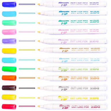 12 Colors Doodle Dazzle Markers Double Line Outline Pen Markers Magic ...