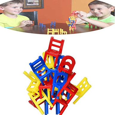 24 pcs Chairs Stacking Tower Balancing Game Mini Chair Balance Blocks ...