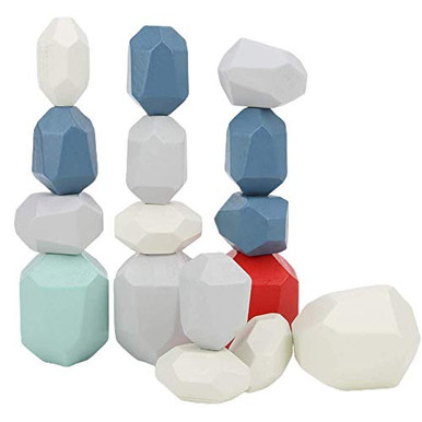 Wooden Stone Toy Stacking Blocks Set Building Balancing Stacking Rock ...