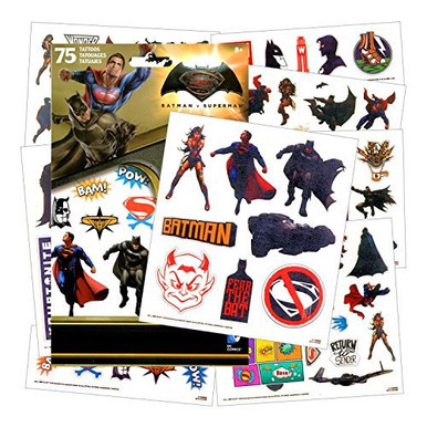 DC Comics Dawn of Justice Batman v Superman 75 Temporary Tattoos ...