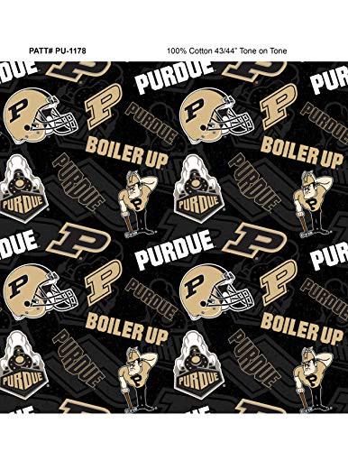 Purdue University Cotton Fabric with New Tone ON Tone Design Newest ...