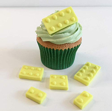 6 Mixed Size Yellow Sugar Lego Block Cake Decorations- Edible unique ...