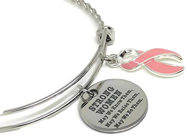 Strong Women Pink Awareness Ribbon Bracelet - Warehousesoverstock
