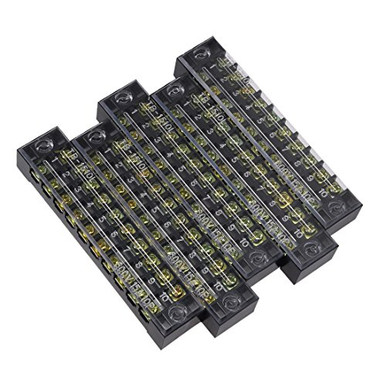 uxcell 5 Pcs 10 Positions Dual Rows 600V 15A Wire Barrier Block Terminal Strip TB-1510L ...