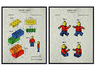 Original Legos Patent Print Set - Vintage Wall Art Poster - Cool Rustic ...