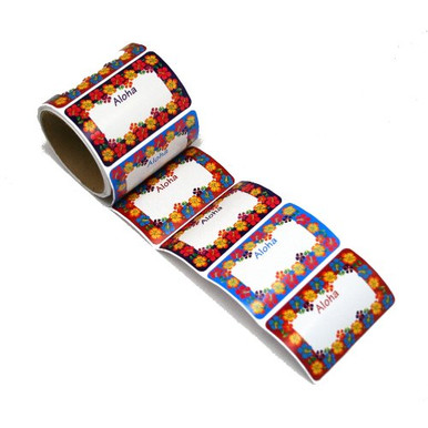 Hibiscus Luau Aloha Name Tags/Labels (Roll of 100) - Warehousesoverstock