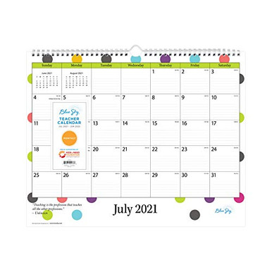 Blue Sky 2021-2022 Academic Year Teachers Monthly Wall Calendar 15 inch ...