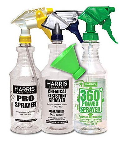 HARRIS Spray Bottle Assortment Bundle 3-Pack with Attachable Funnel ...