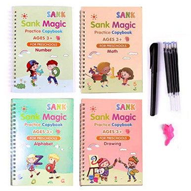 4 PCS Kids Magic Practice Copybook Set English Reusable Magic ...