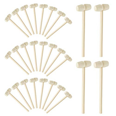 28 Pcs Wooden Mini Hammers Natural Wood Mallets for Kids Wooden Hammer ...