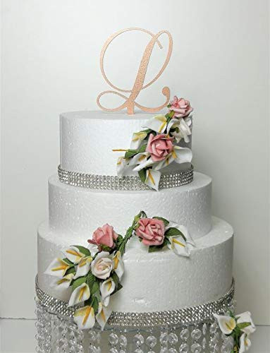 Rose Gold Letter L Shimmer Monogram Acrylic Letter Cake Topper ...