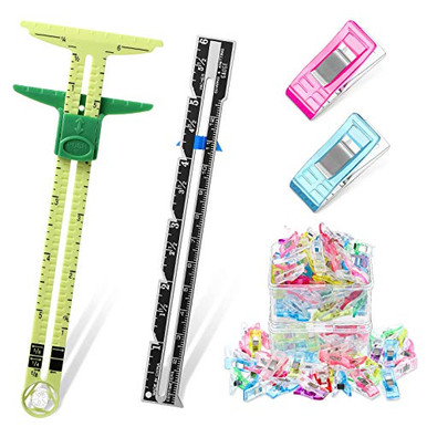 102 Pieces Measuring Sewing Tool Include 2 Pieces Sliding Gauge 5-in-1 ...