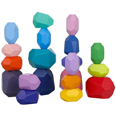fidget pencil 20Pcs Wooden Stone Stacking Game Colorful Wooden ...