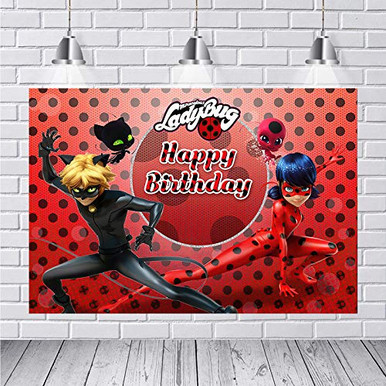 Miraculous Ladybug Backdrop for Birthday Party Cartoons Backdrop for ...