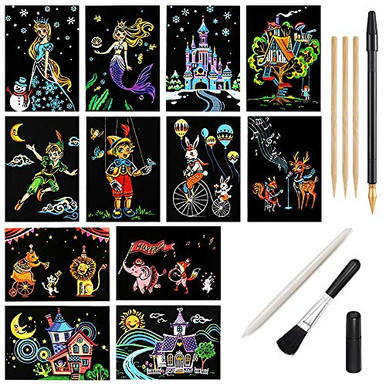 Magic Scratch Art Paper Mini Envelope Postcard Rainbow Night View ...