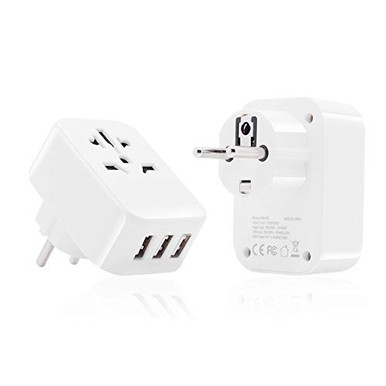 The World-to-European Plug Adapter with 3 USB with 4 Standard ...