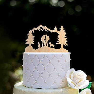 Wooden Travel trailer Mr and mrs cake topper with dog trailer cake ...