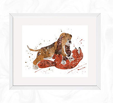 Copper and Tod Playing Prints The Fox and the Hound Disney Watercolor ...