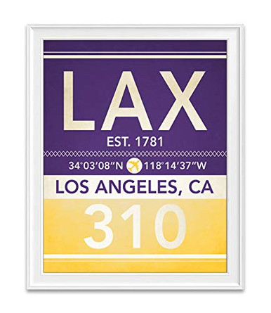 Los Angeles California LAX 310 Vintage Airport Area Code Map ...