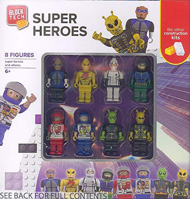 Block Tech Super Heroes Minifigures Set of 8 Figures Building Bricks ...