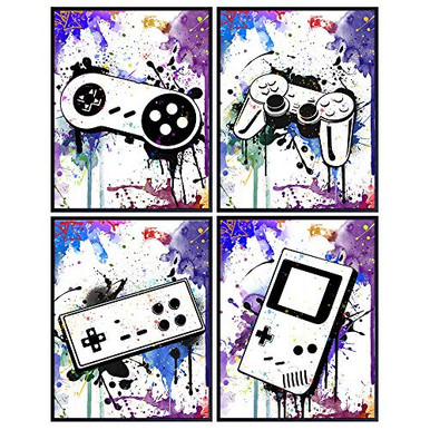 Gaming Wall Art Set - Remote Control Decor - Gift for Gamers Xbox PS4 ...